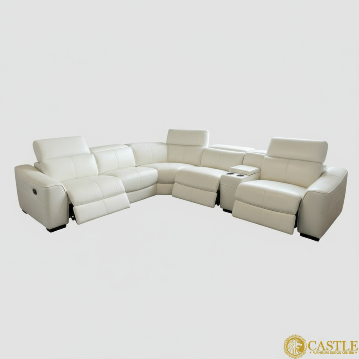 HTL Muse Six-Piece Reclining Sectional – White Leather